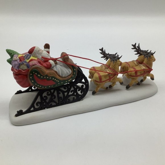 Lemax | Holiday | Lemax Santa Sleigh And Reindeer Porcelain Figurine ...